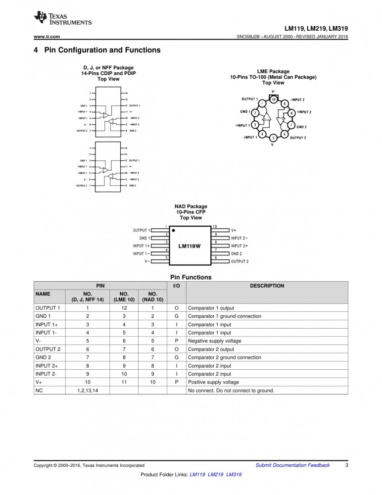 LM119W/883B datasheet page 3