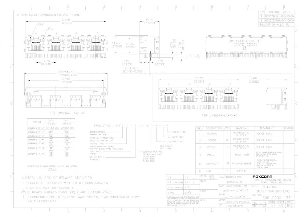 FOXCONN JM37145-LT9F-4F drawing page 1
