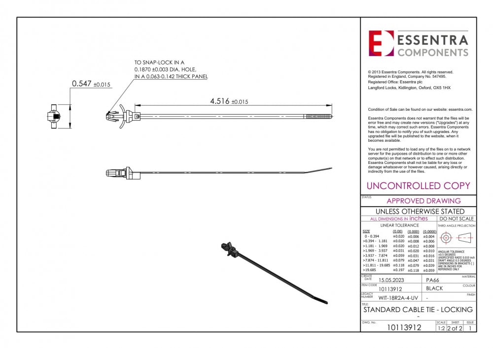 Essentra WIT-18R2A-4-UV approved drawing page 2