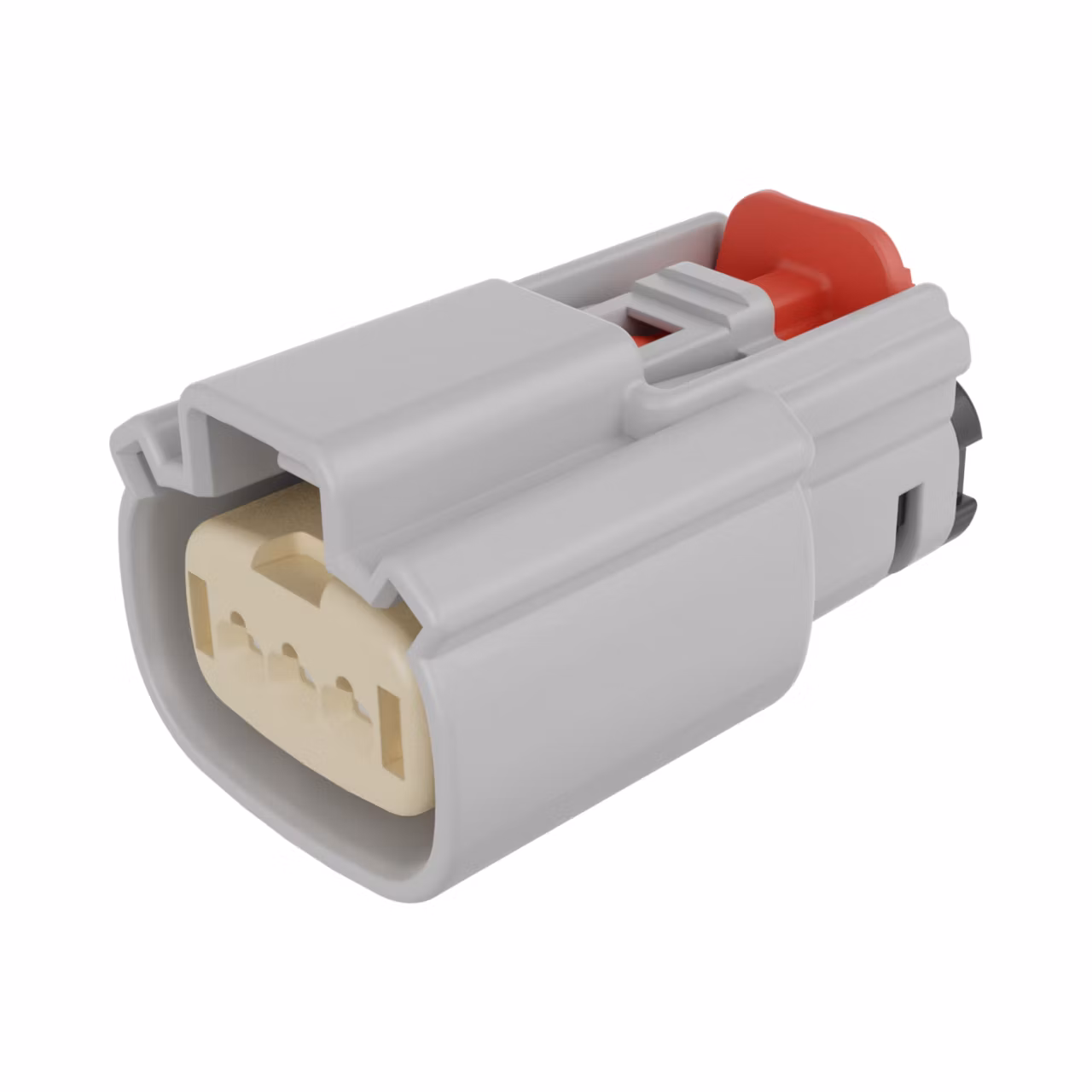 MX150 Mat-Sealed Female Connector Assembly, Single Row, 3 Circuits, Keying Option D, with Connector Position Assurance, Stone Gray for sale