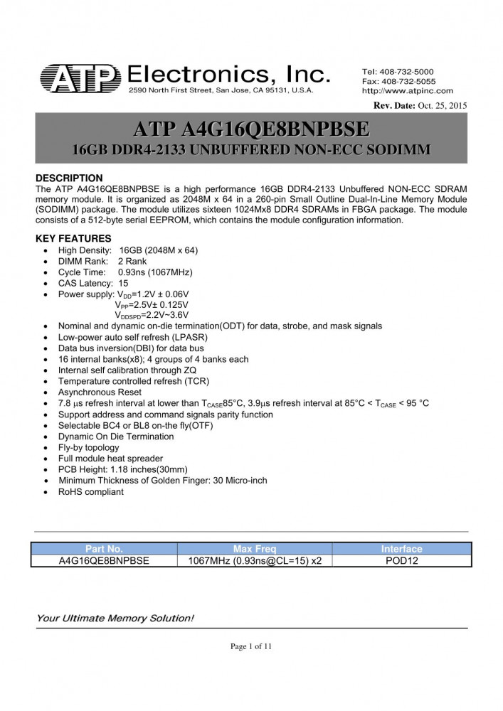 A4G16QE8BNPBSE datasheet preview, page 1