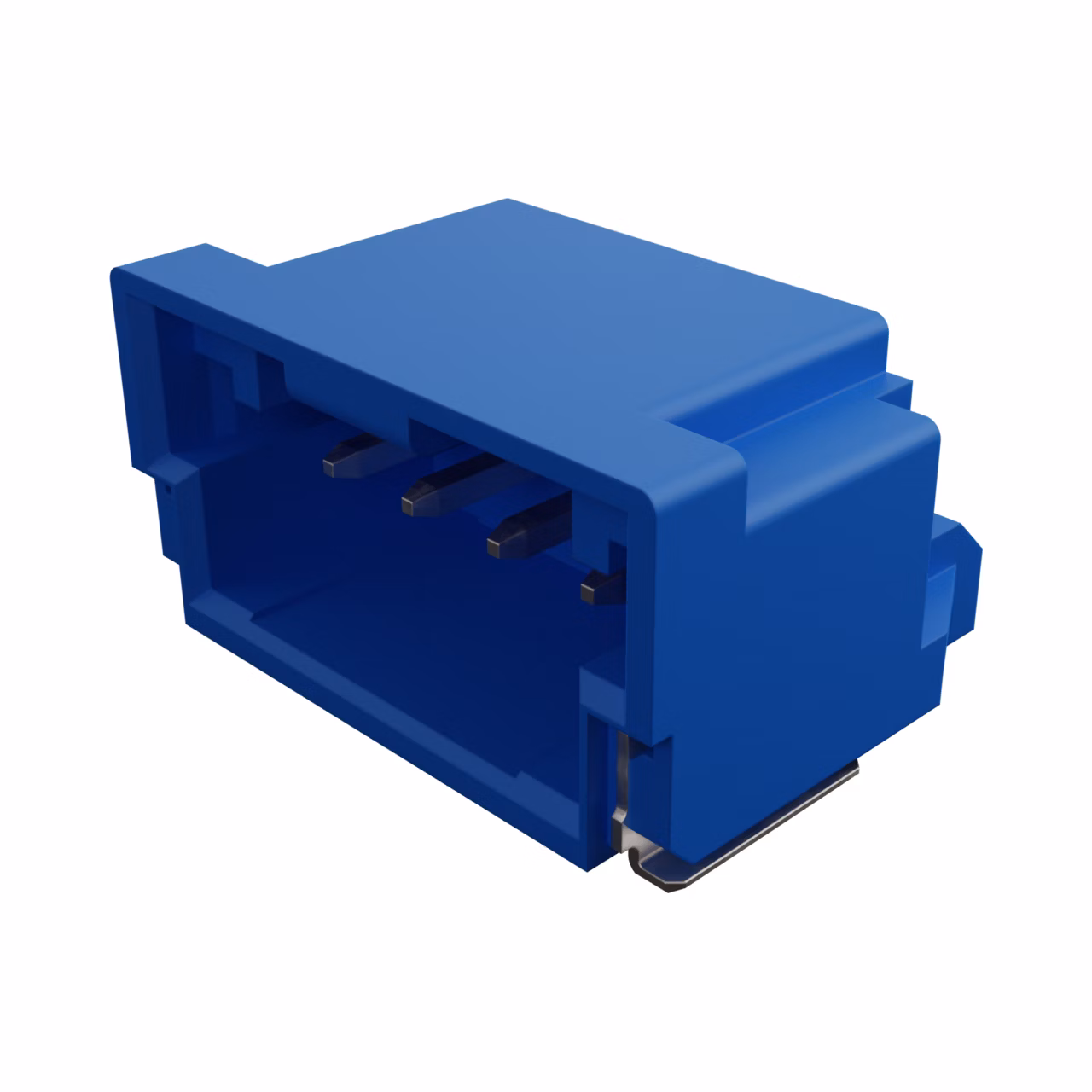 DuraClik Wire-to-Board Header, Single Row, Right-Angle, 4 Circuits, Tin (Sn) Plating, Blue for sale