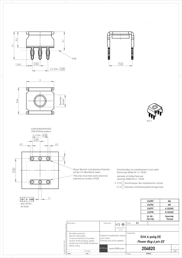 TE Connectivity ERNI 214787-E technical drawing