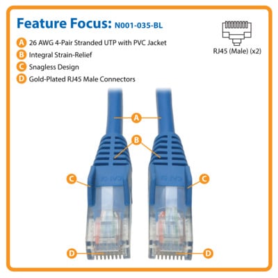 EATON N001-035-BL Modular Ethernet Cable (RJ45) for sale