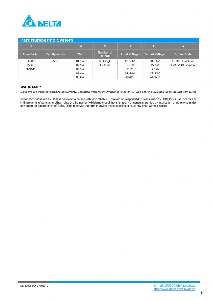 DELTA DH06S/D series datasheet page 4