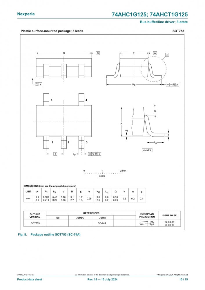 74AHC1G125GW datasheet page 10