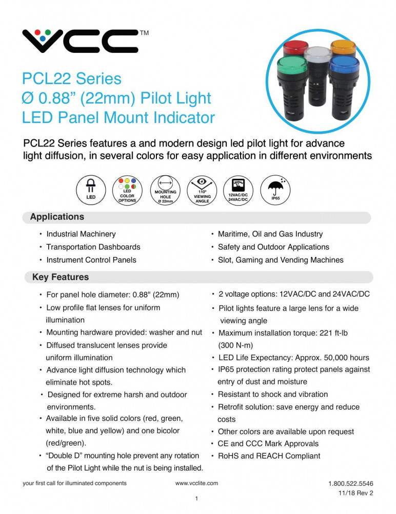 PCL22 series datasheet page 1