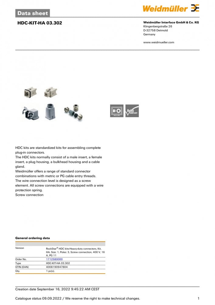 WEIDMULLER 1712580000 technical document page 1