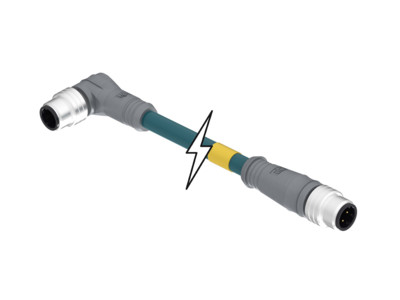Micro-Change (M12) Single-Ended Cordset, 4 Poles, D-Coded, Male (Straight) to Pigtail, 24 AWG, Teal PUR WSOR Cable, 30.0m (98.40') Length