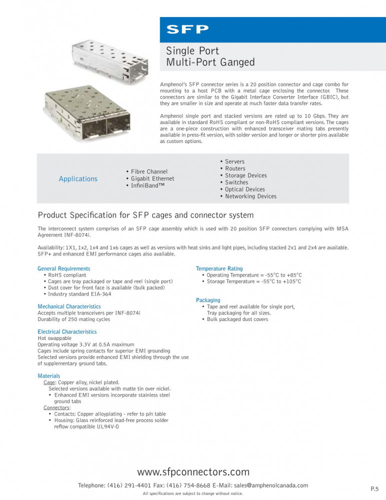 Amphenol SFP documentation page 1