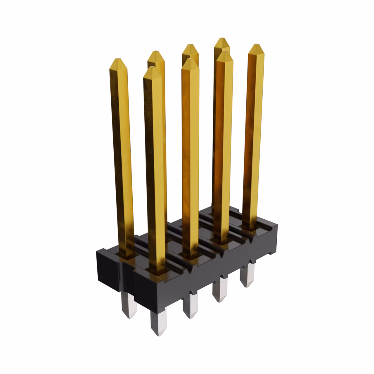 Milli-Grid Header, Single Row, Dual Body, Through Hole, Vertical, 8 Circuits, Tin (Sn) Overall Plating, 19.00mm Stacking Height, 3.60mm Tail Length, Tray, Lead-Free
