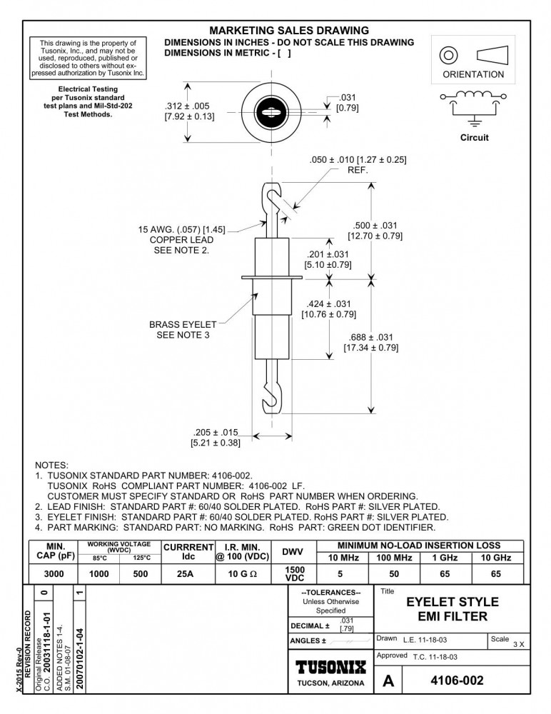Tusonix 4106-002 technical drawing