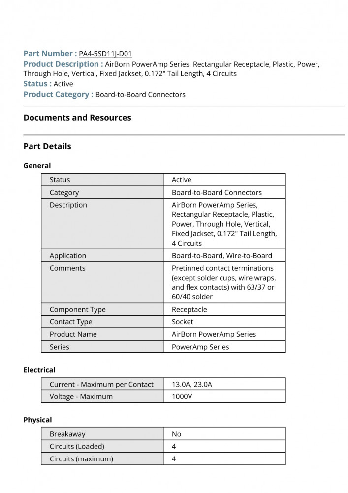 PA4-5SD11J-D01 product document image, page 1