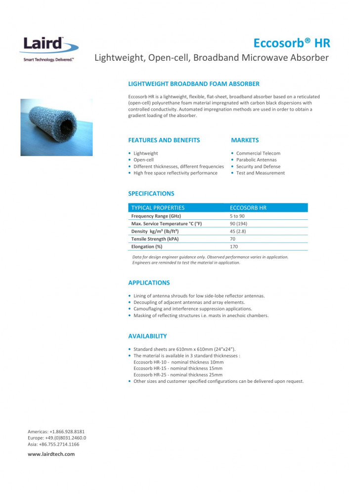 Laird Eccosorb HR technical document page 1