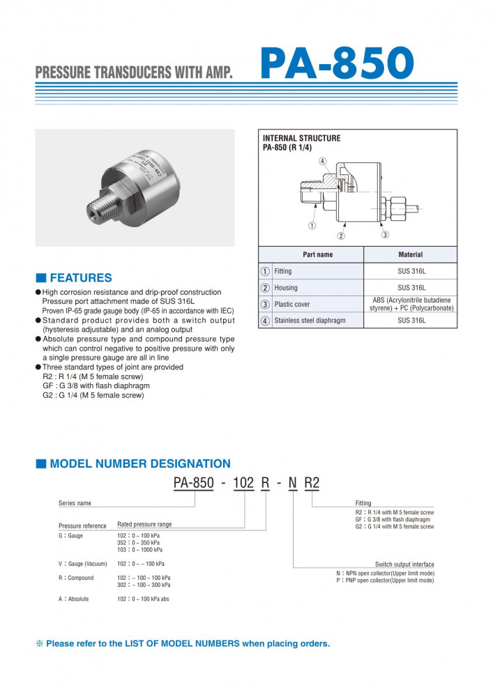 PA-850 technical document page 1