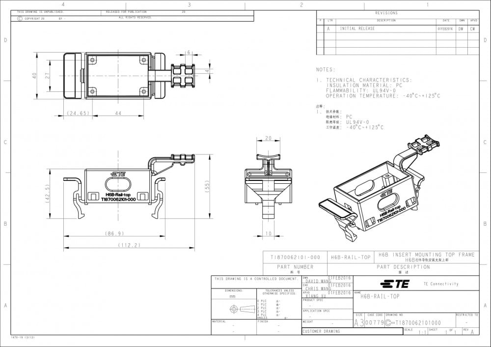 TE Connectivity T1870062101-000 technical drawing preview