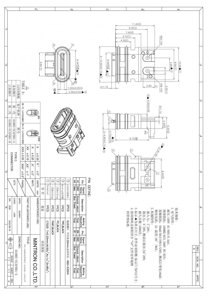 MINTRON 01005-UCAF001-X technical document preview