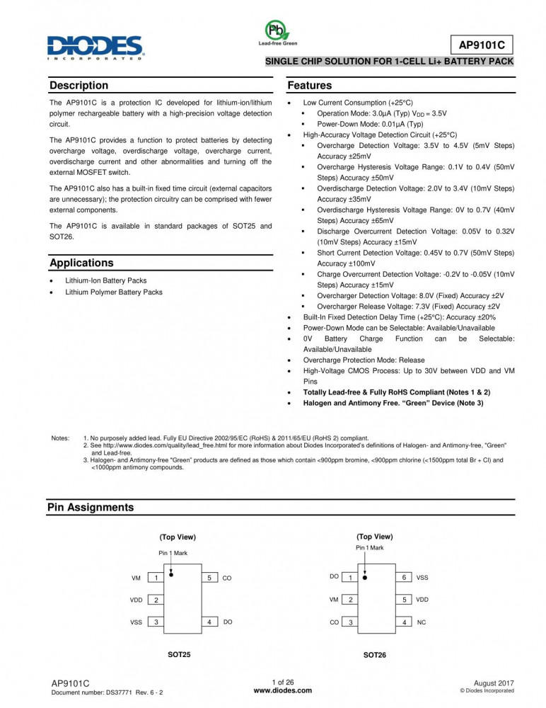 AP9101C datasheet page 1