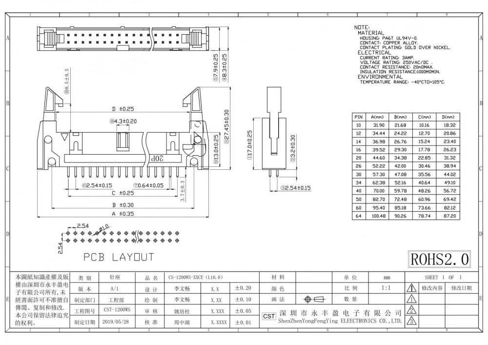 CST CS-1200WS technical drawing