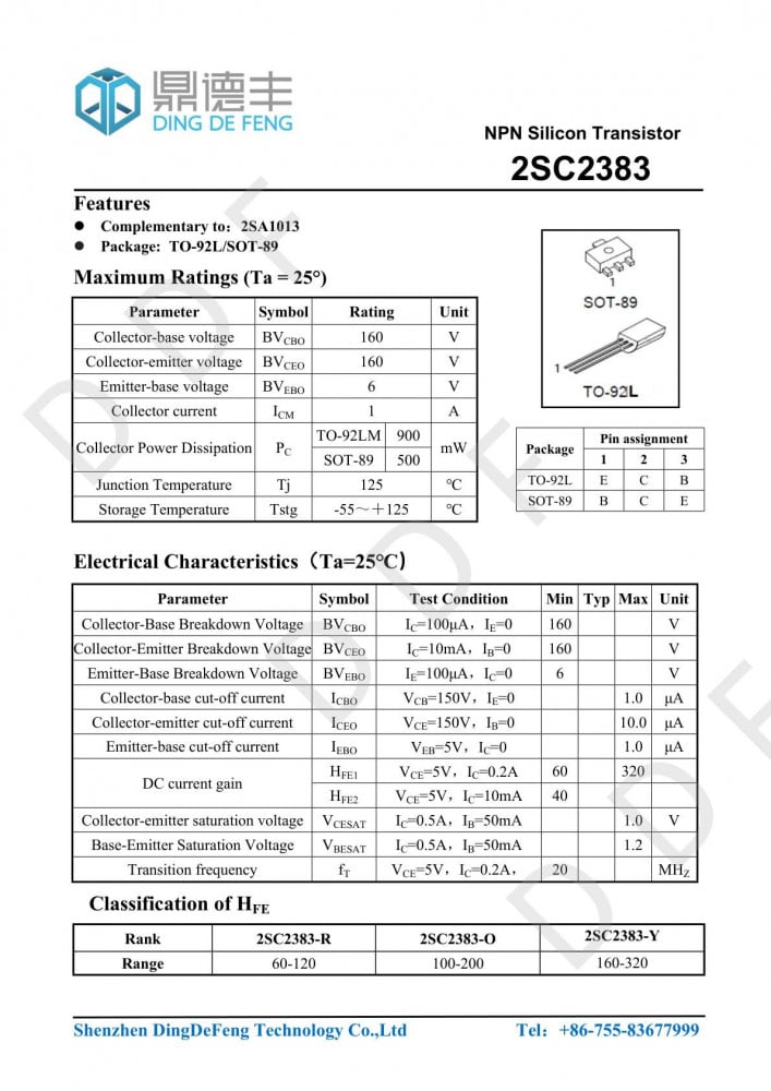 DDF 2SC2383 technical datasheet page