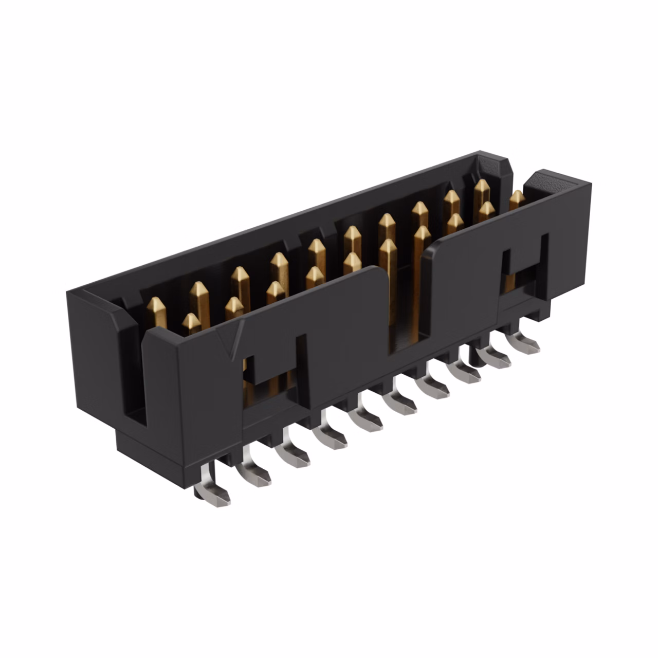 2.00mm Pitch, Milli-Grid PCB Header, Dual Row, Vertical, Surface Mount, Shrouded, 20 Circuits, 0.38µm Gold (Au) Plating, Dual Side Slots, Dual Friction Locks, Center Polarization, with Pegs, Tape and Reel