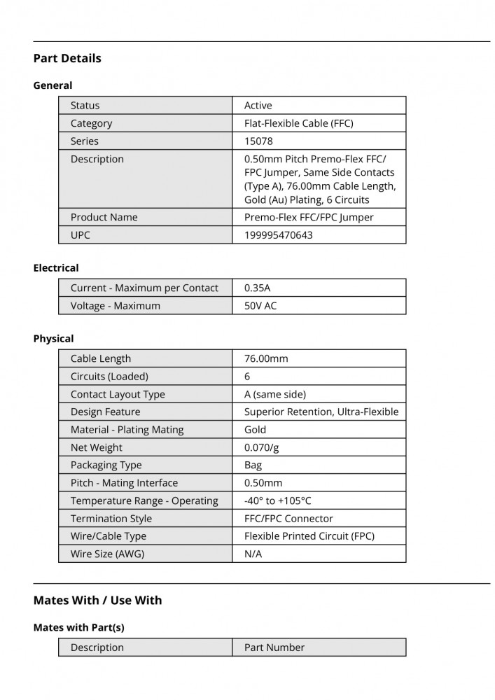 Molex 15078 product specification page 2