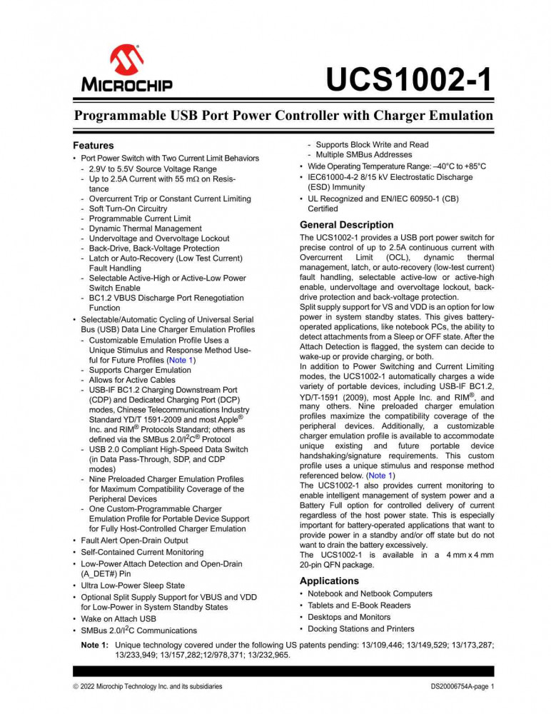 UCS1002-1 datasheet page 1