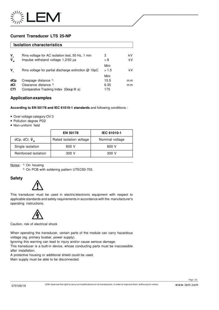 LEM LTS 25-NP datasheet page 2