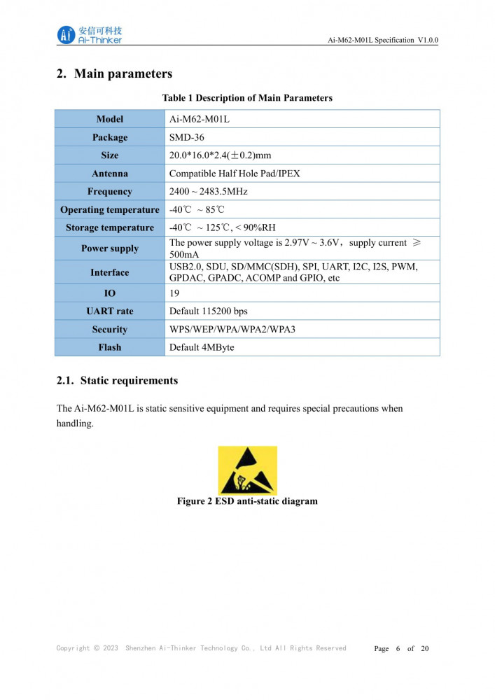 Ai-M62-M01L(BLIFN4) technical document page 6