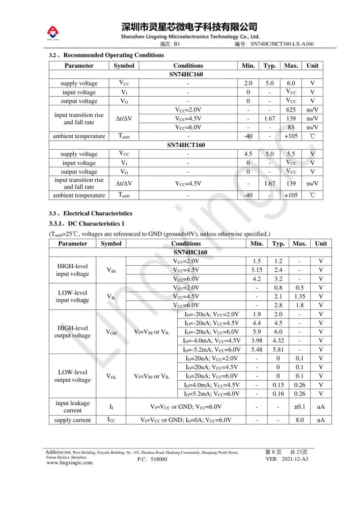 SN74HC160 datasheet page 8