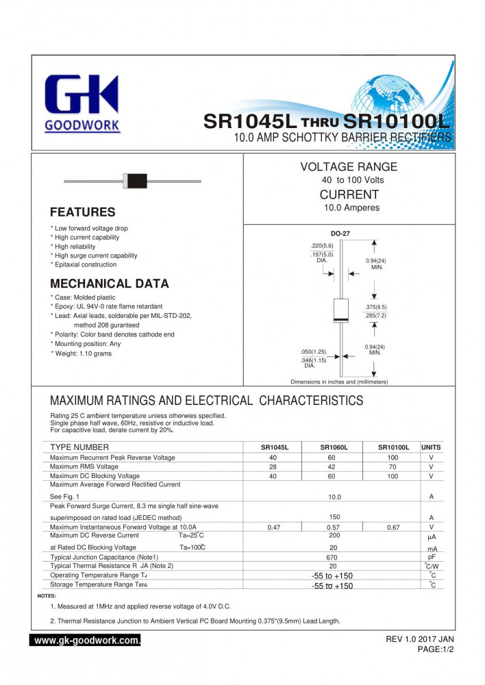 GOODWORK SR10100L-B datasheet page 1