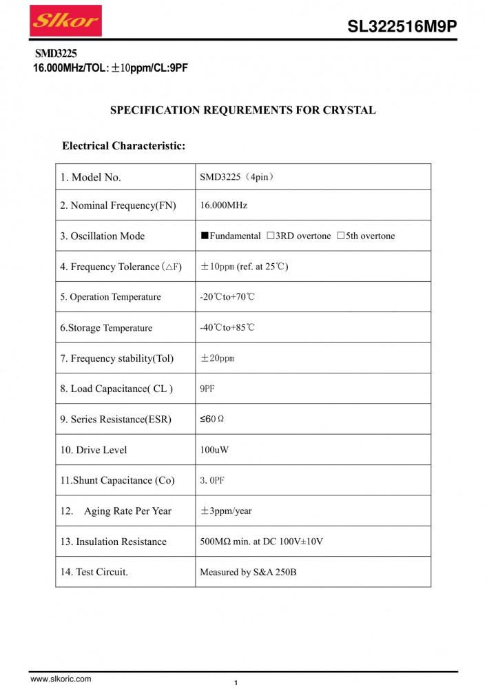 SL322516M9P technical document page 1