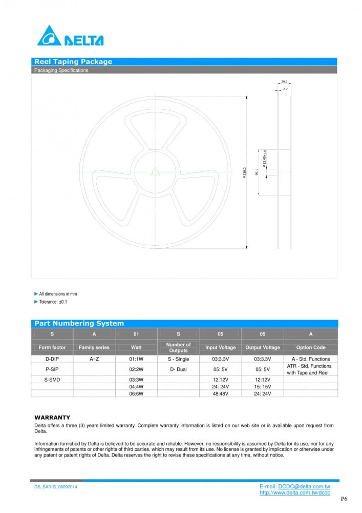 DELTA SA01S0515A datasheet page 6