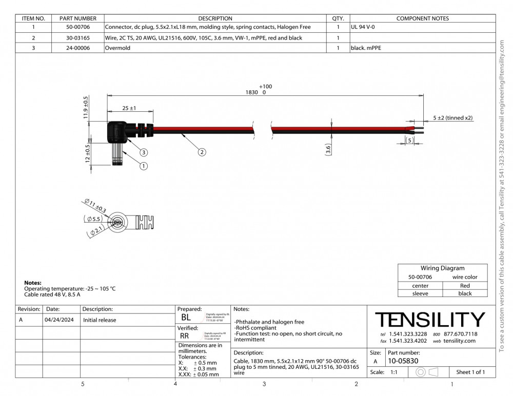 Tensility International 10-05830 product drawing