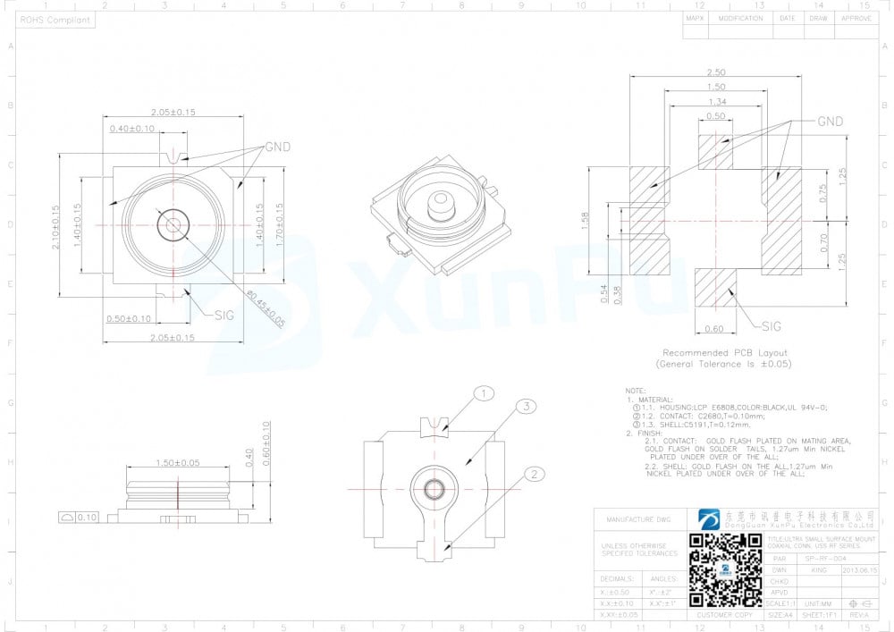 SP-RF-004 manufacturer drawing page 1