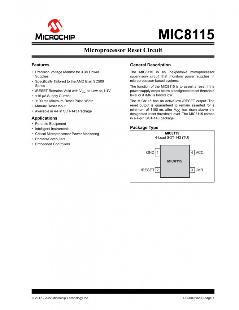 MIC8115 datasheet page 1