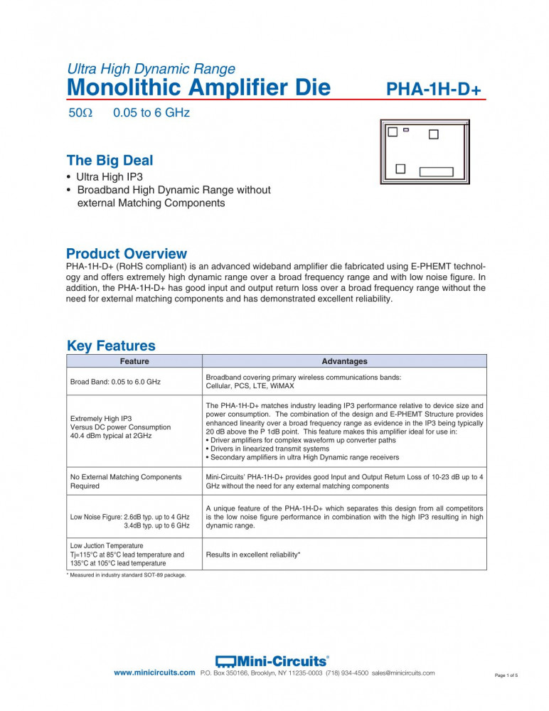 PHA-1H-DG+ datasheet page 1