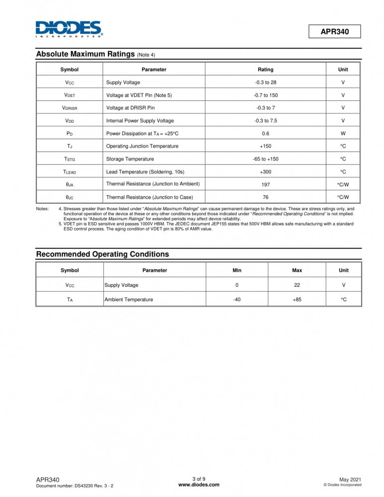 APR340W6-7 datasheet page 3
