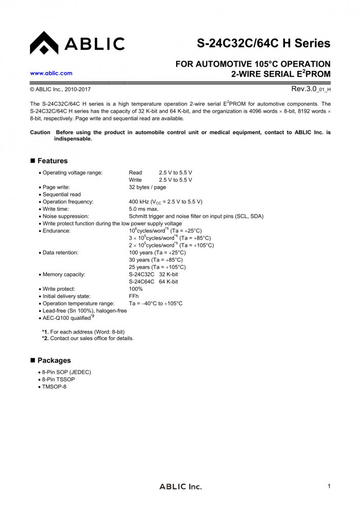 S-24C32C/64C datasheet page 1