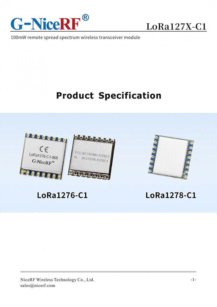 LoRa1276-C1-868MHz datasheet page 1