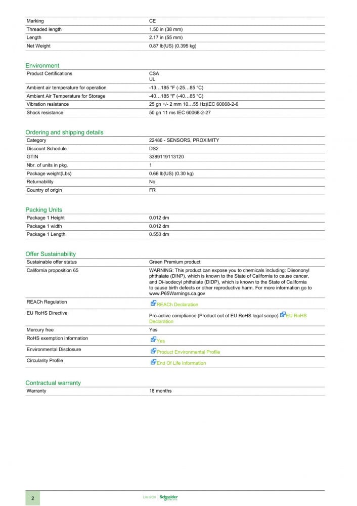 XS212SAPAL10 technical document page 2