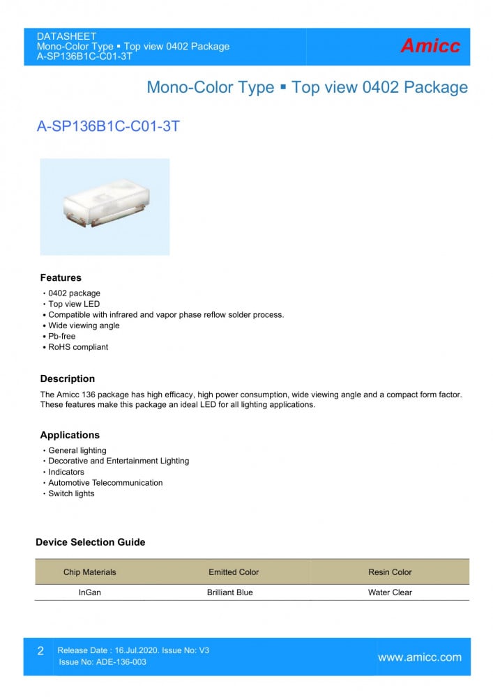 A-SP136B1C-C01-3T datasheet page 2