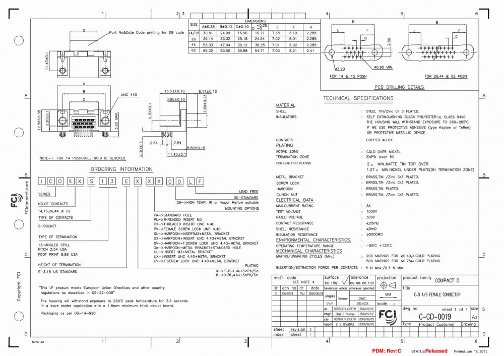 Amphenol ICD26S13E4GV00LF technical drawing page