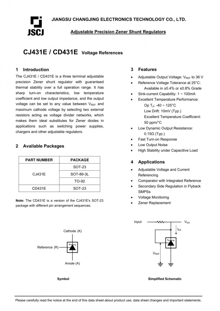 CJ431E datasheet page 1