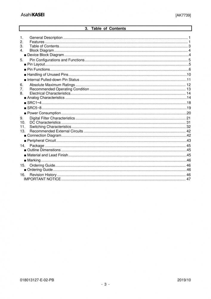 AK7739 datasheet page 3