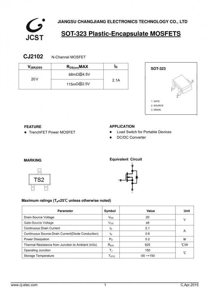 CJ2102 datasheet page 1