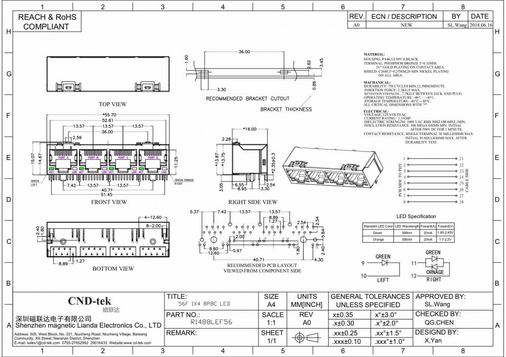 CND-tek R1488LEF56 technical drawing
