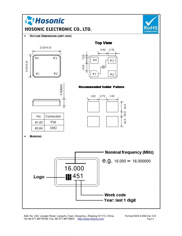 HOSONIC E2SB16E000003E datasheet page 4