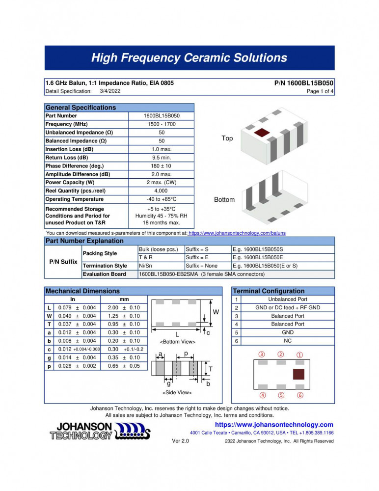 1600BL15B050E datasheet page 1
