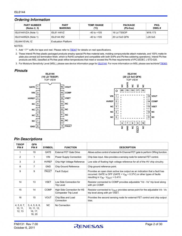 ISL6144 datasheet page 2